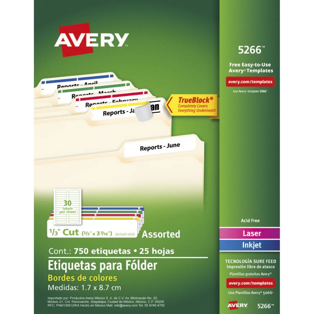 Etiquetas Avery Para Colocar Tarjetas Etiqueta Manual Especial Blanca